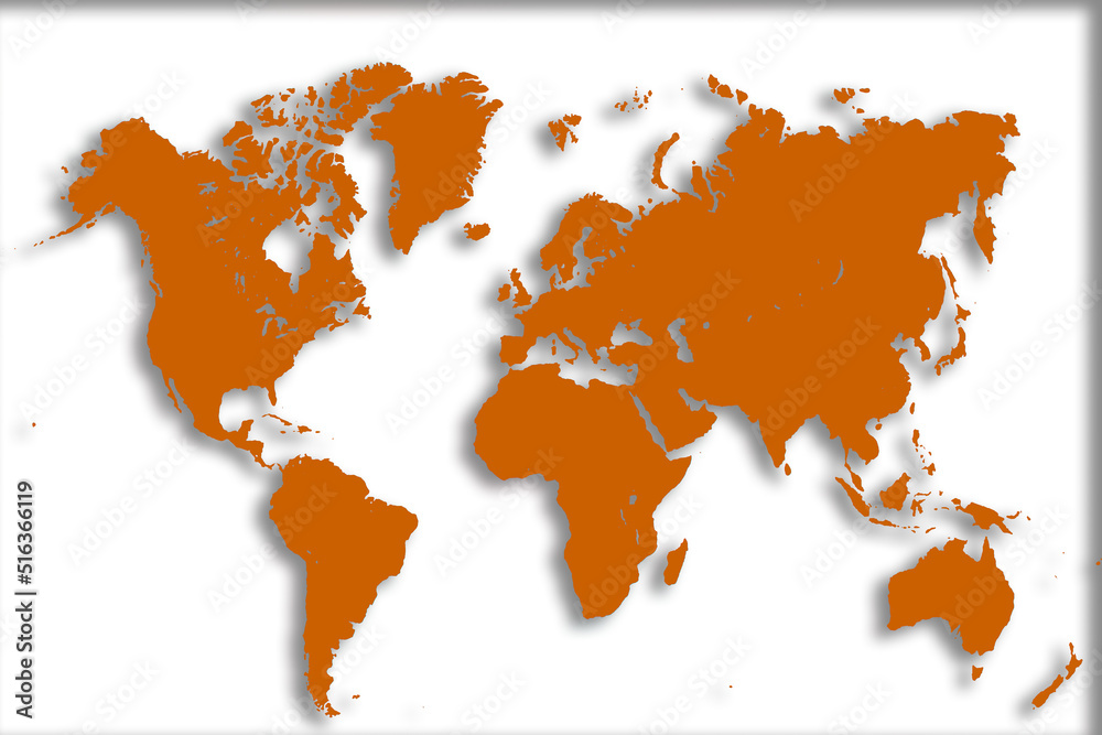 World Map with different Colours, Shadows and Shape in 3D optics Stock ...