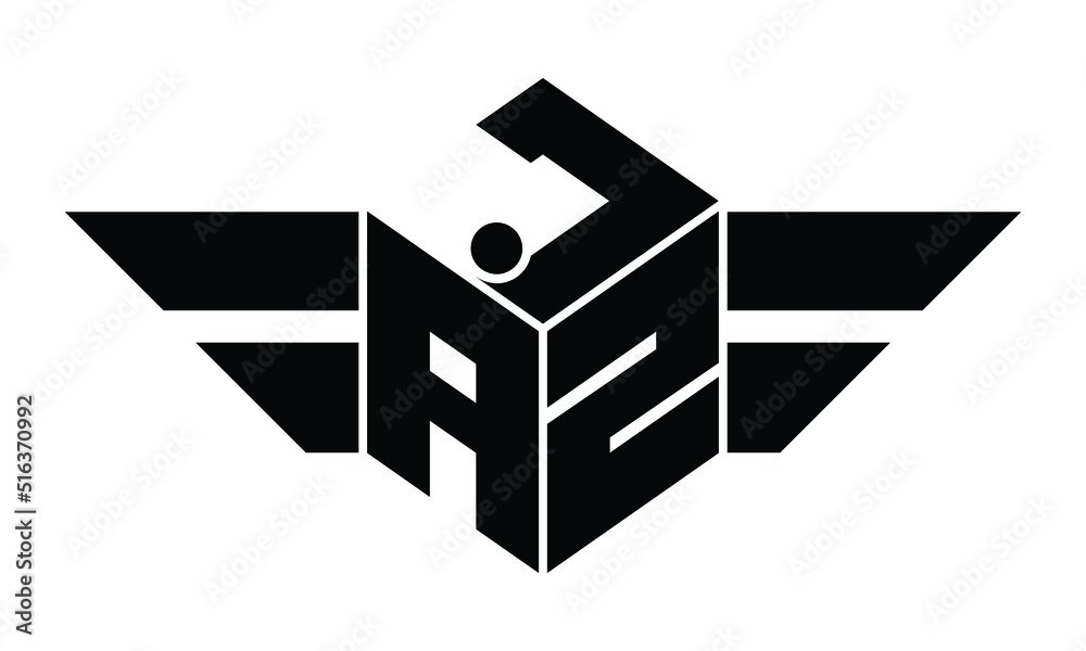 JAZ three letter gaming logo in polygon cube shape logo design vector ...