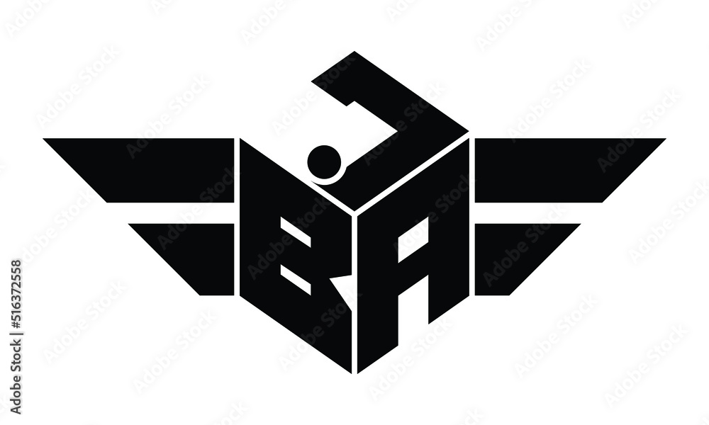 JBA three letter gaming logo in polygon cube shape logo design vector ...