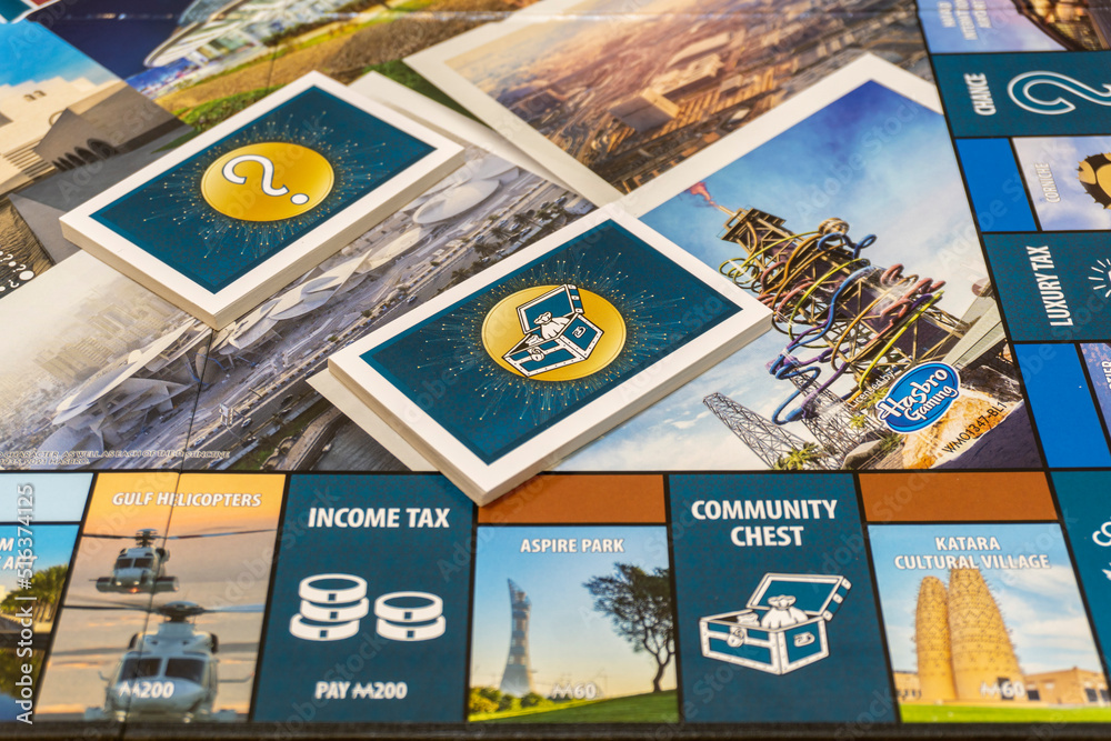 Foto Stock Monopoly is a multi-player economics-themed board game. It ...