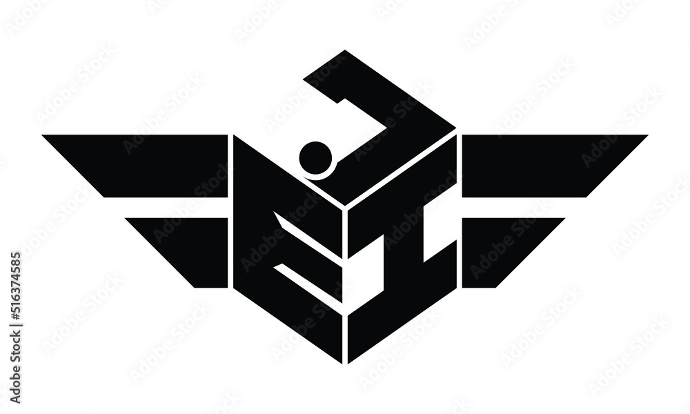JEI three letter gaming logo in polygon cube shape logo design vector ...