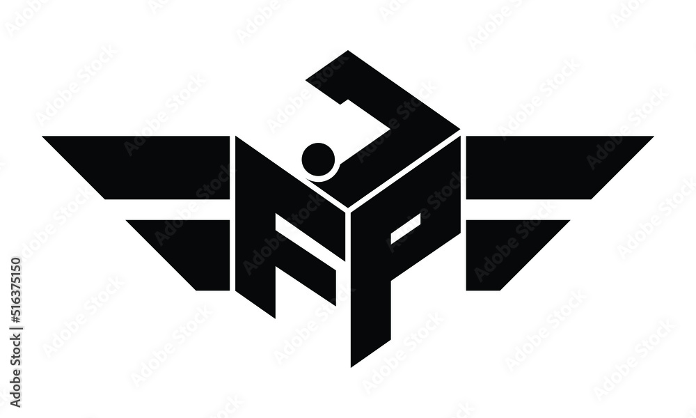 JFP three letter gaming logo in polygon cube shape logo design vector ...
