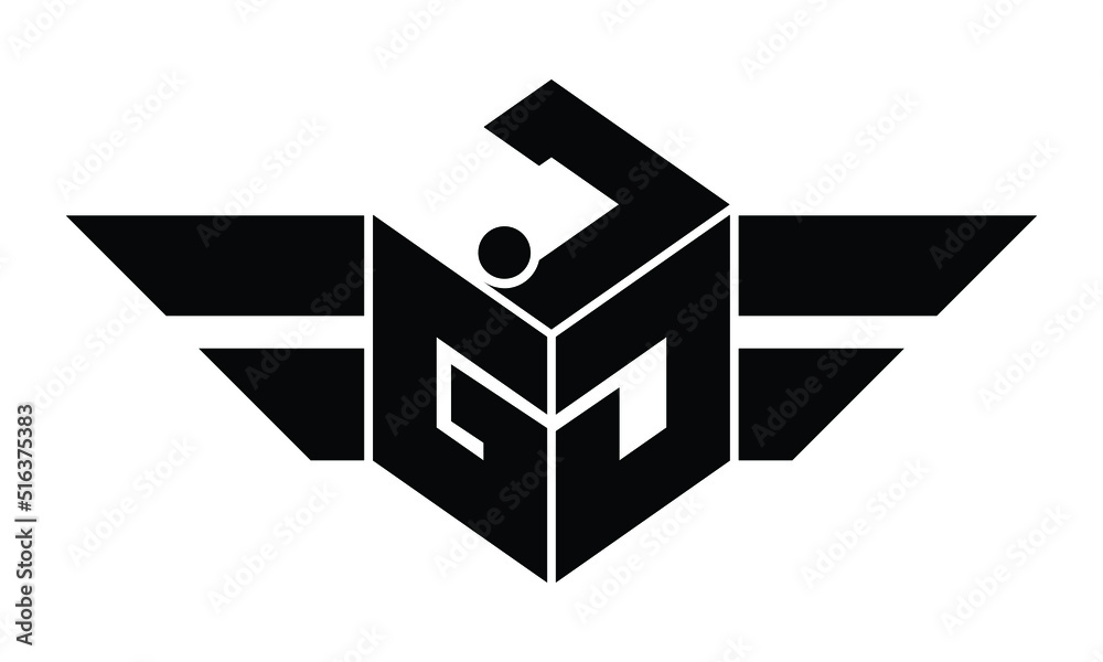 JGD three letter gaming logo in polygon cube shape logo design vector ...