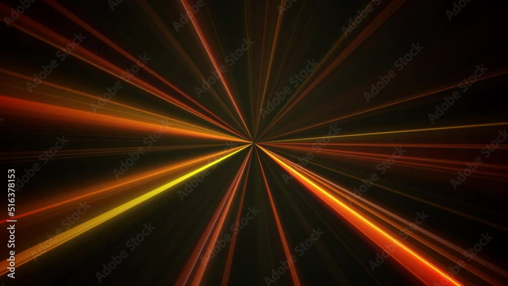 Orange glowing speed lines on black background radial animation Stock ...