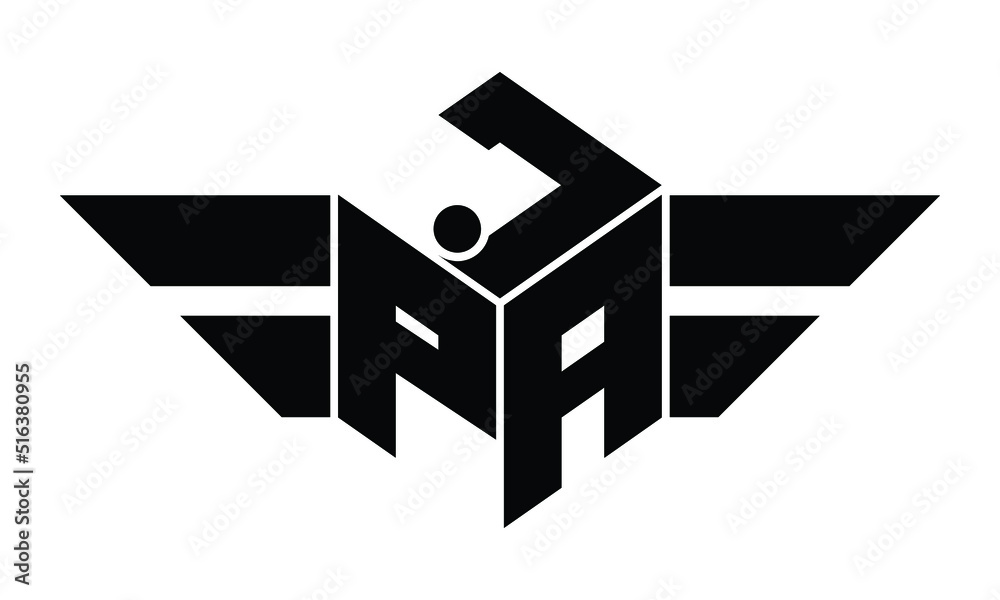 JPA three letter gaming logo in polygon cube shape logo design vector ...