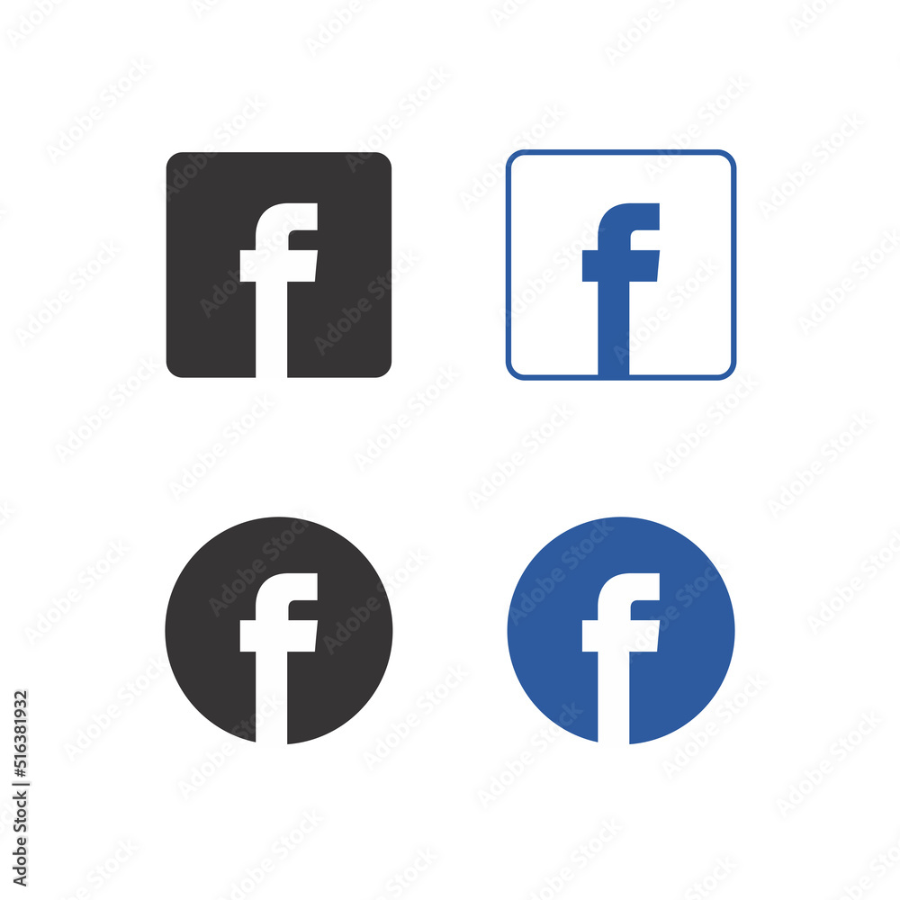Facebook logo set. Facebook icons. Social media logoset Stock Vector ...