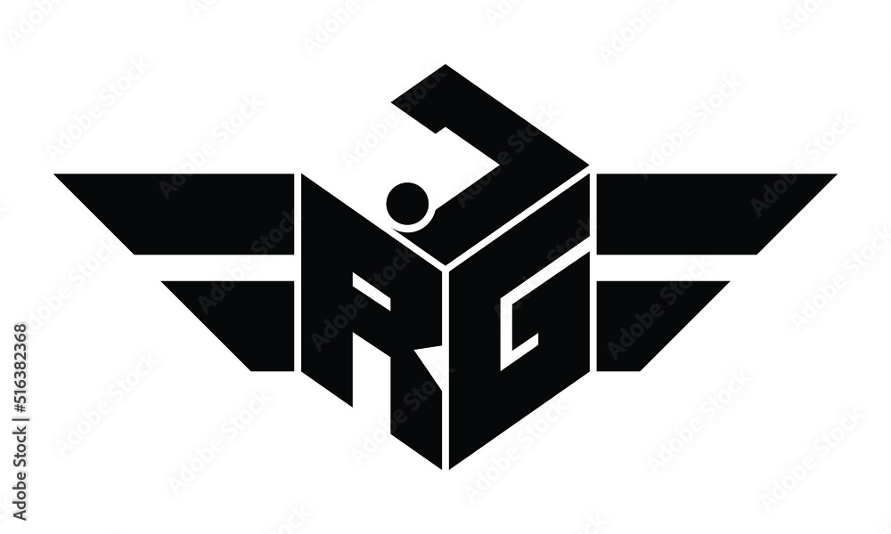 JRG three letter gaming logo in polygon cube shape logo design vector ...