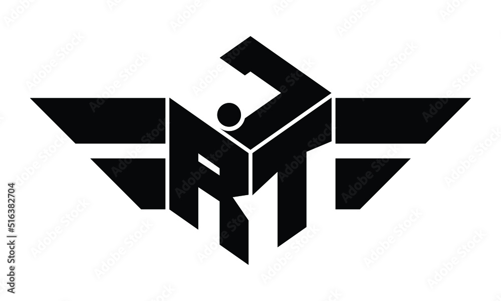 JRT three letter gaming logo in polygon cube shape logo design vector ...