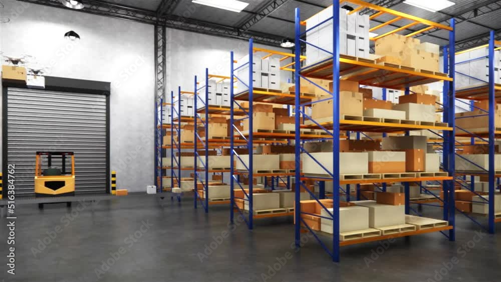 Industrial stock storage products storage system by drone.Loft modern ...