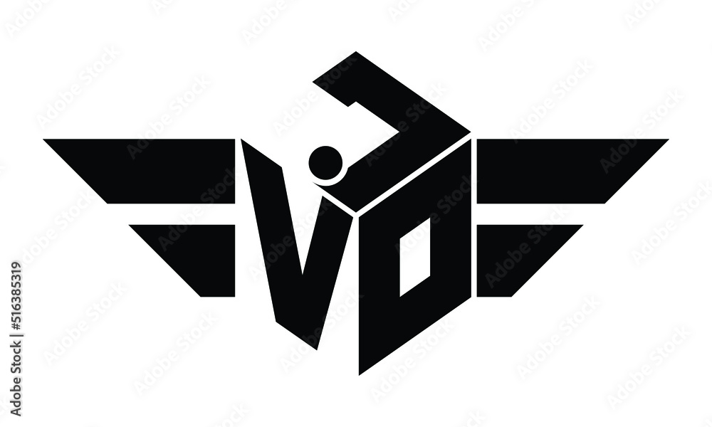JVO three letter gaming logo in polygon cube shape logo design vector ...