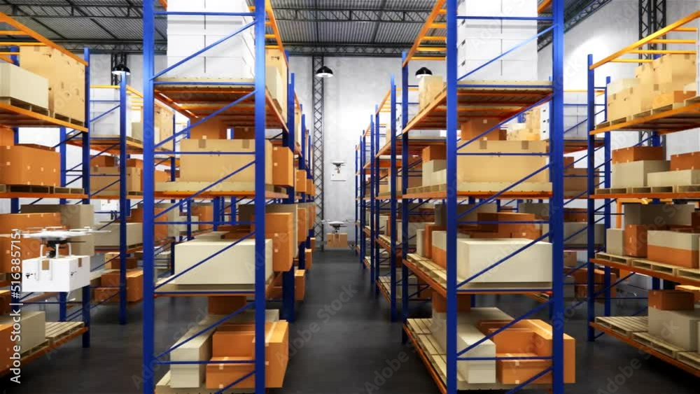 Industrial stock storage products storage system by drone.Loft modern ...