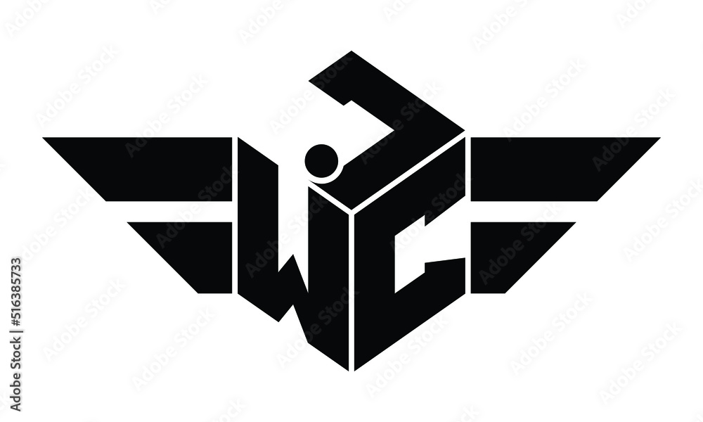 JWC three letter gaming logo in polygon cube shape logo design vector ...
