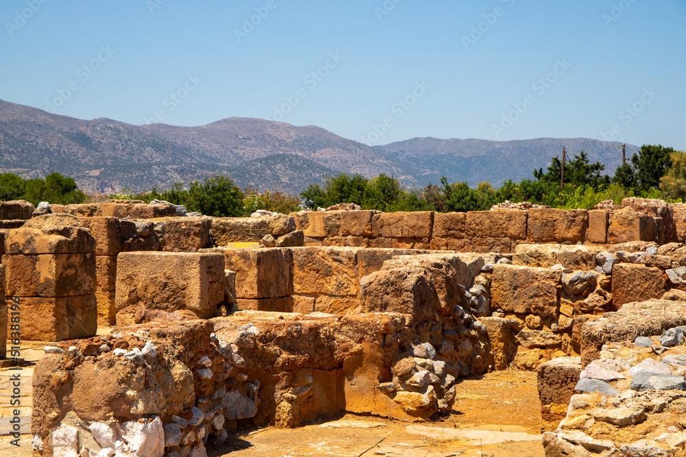 Ancient archaeological site in Crete with stone ruins Stock Photo ...