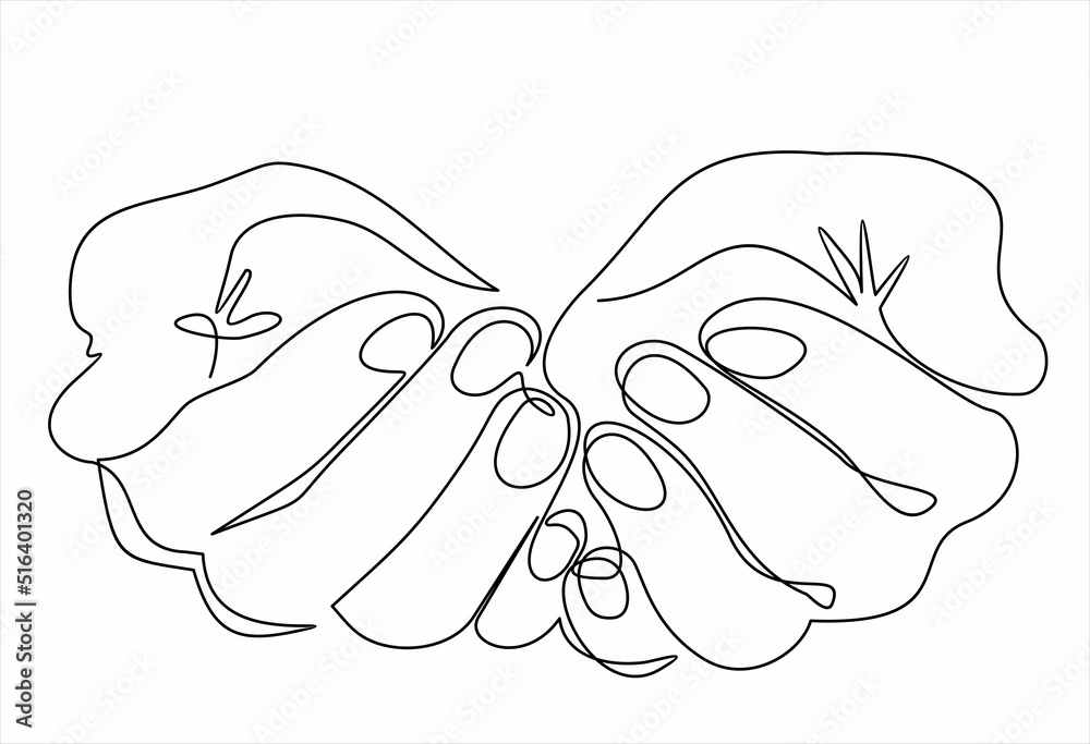 Continuous one single line drawing of hands, palms together. Vector ...