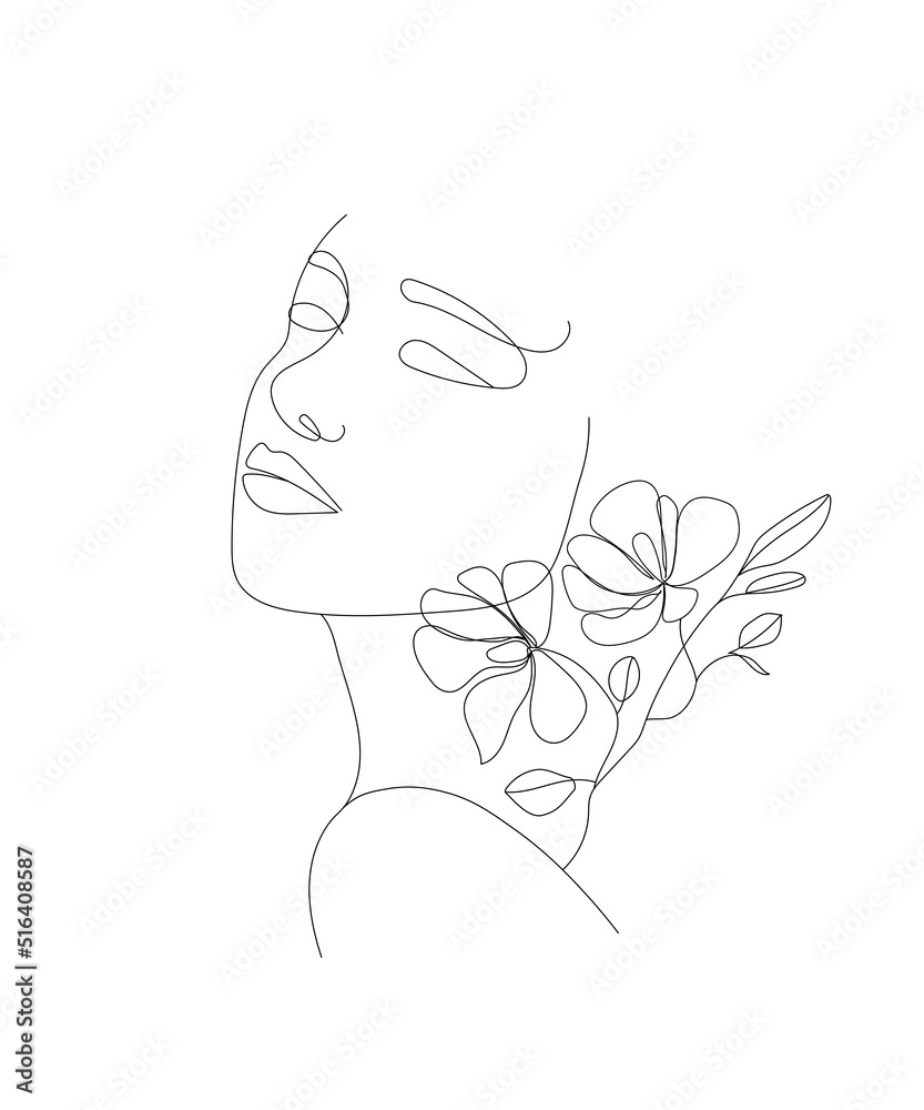 female portrait vector, tattoo, logo, female image on a white ...