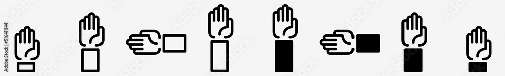 Hand Raised Icon Arm Raised Hand Set | Hands Raise Icon Vector Welcome ...