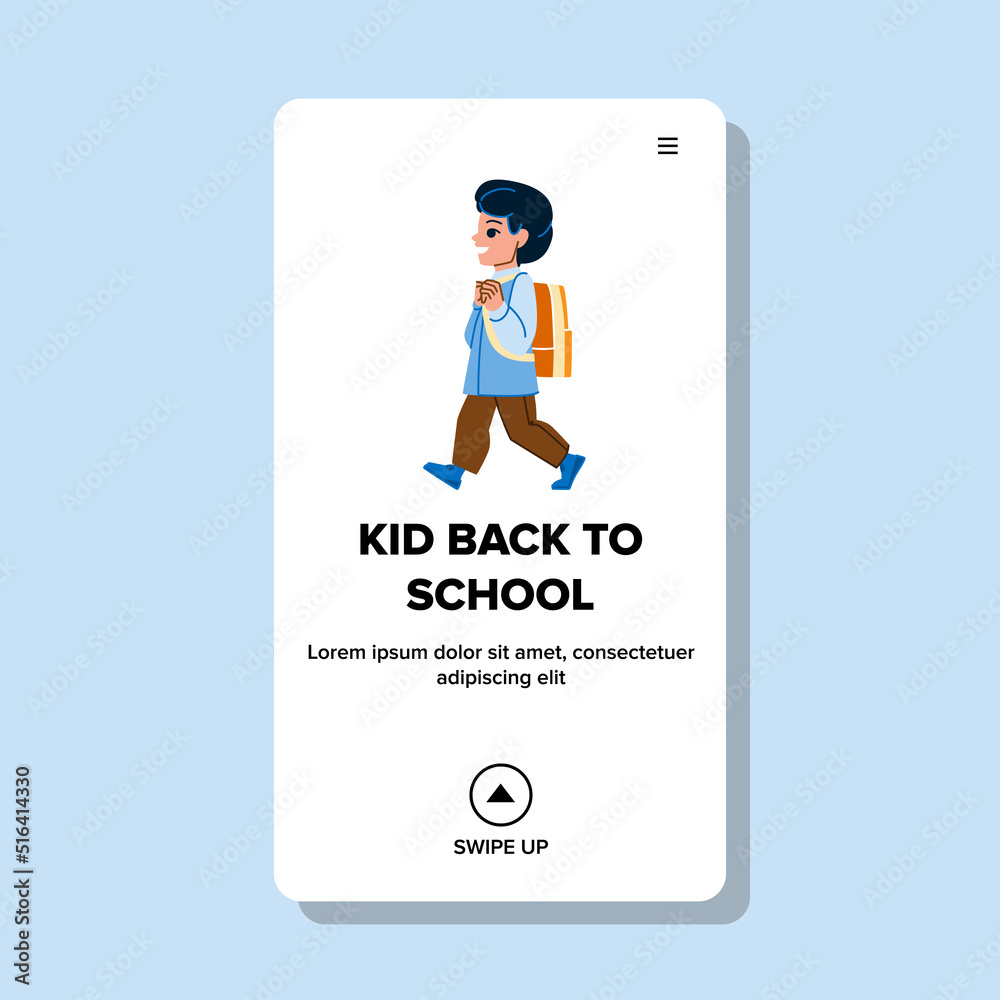 kid back to school vector. child backpack, first bag, grade student kid ...