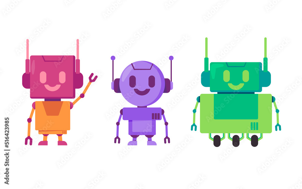 Friendly robot clipart collection of humanoid colorful cartoon ...