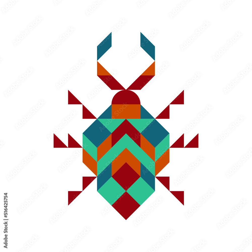 Beetle of geometric shapes. Logo. Insect mosaic from polygons. Flat ...
