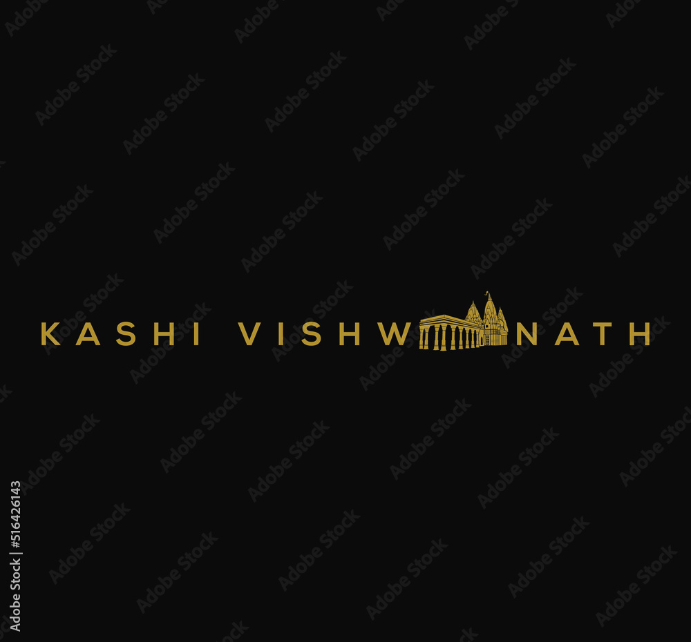 Kashi Vishwanath typography with Kashi Vishwanath temple icon. Stock ...