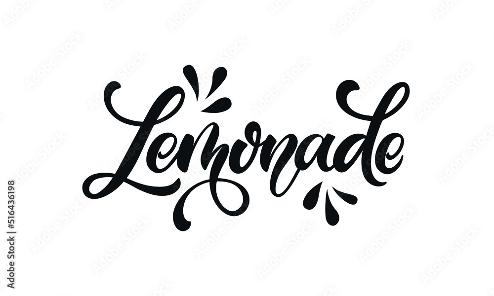 Lemonade handwritten text isolated on white background. Elegant modern ...