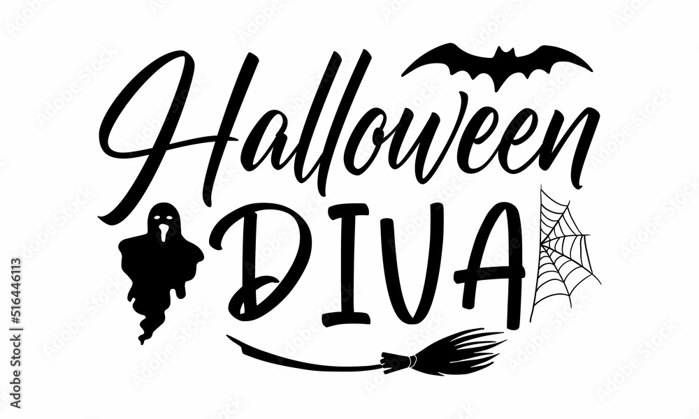 Halloween diva, Halloween SVG, t shirt designs, Set of Halloween black ...