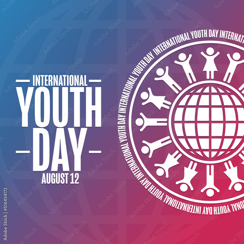 International Youth Day. August 12. Holiday concept. Template for ...