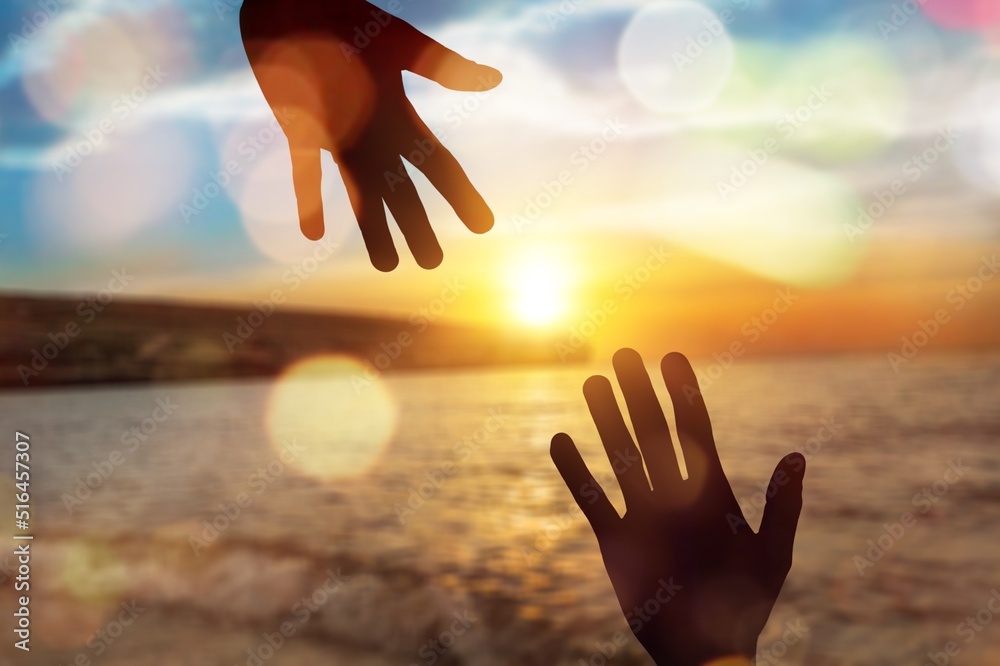 hand shadow of helping hand concept and international day of peace ...