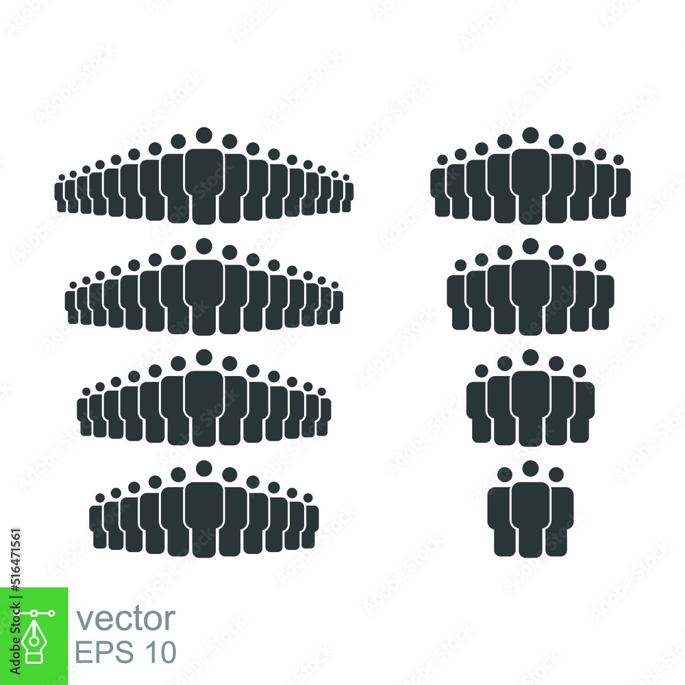 People Icon set. Simple solid style. Person, group, crowd, member ...