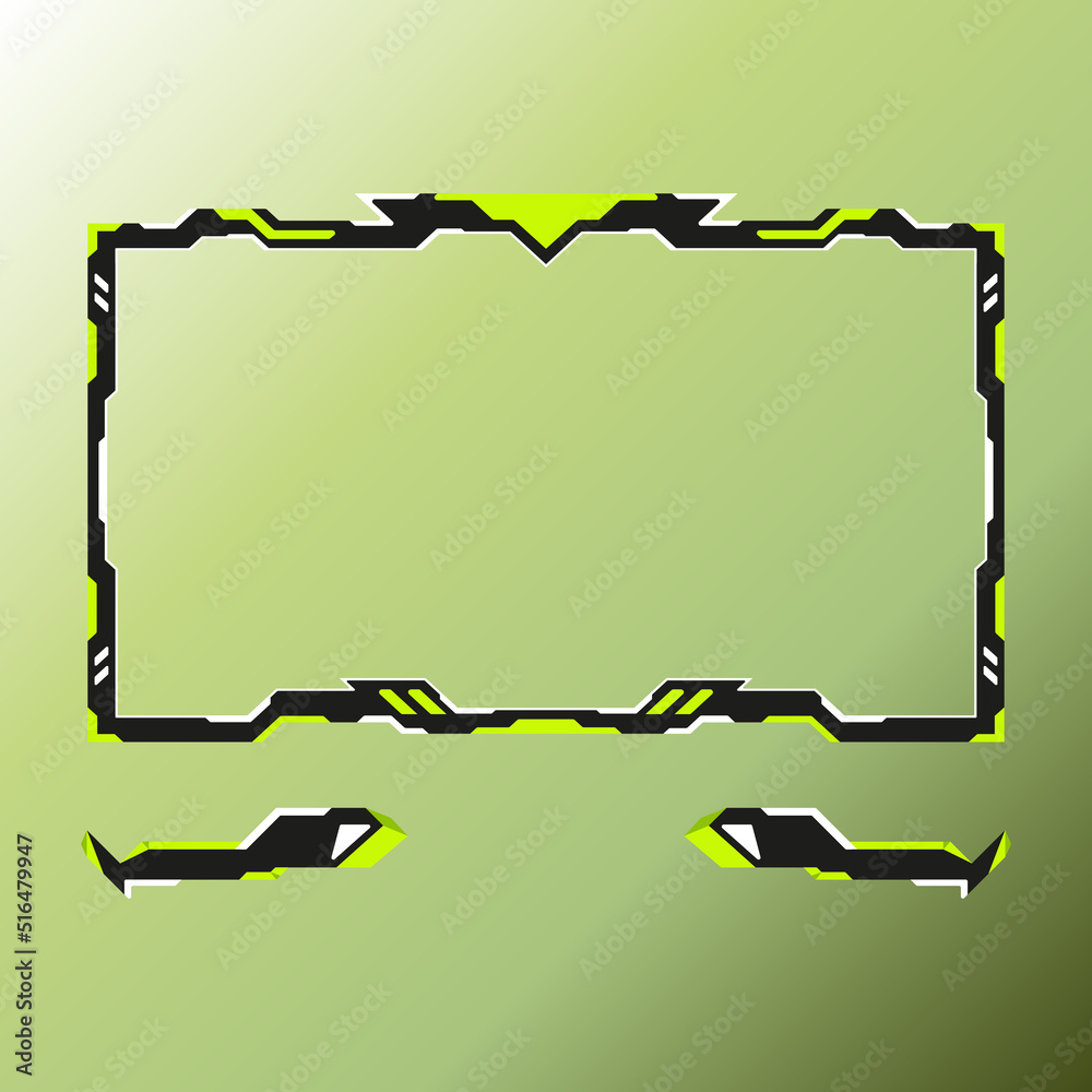 Green theme live stream overlay video border frame with lower third ...