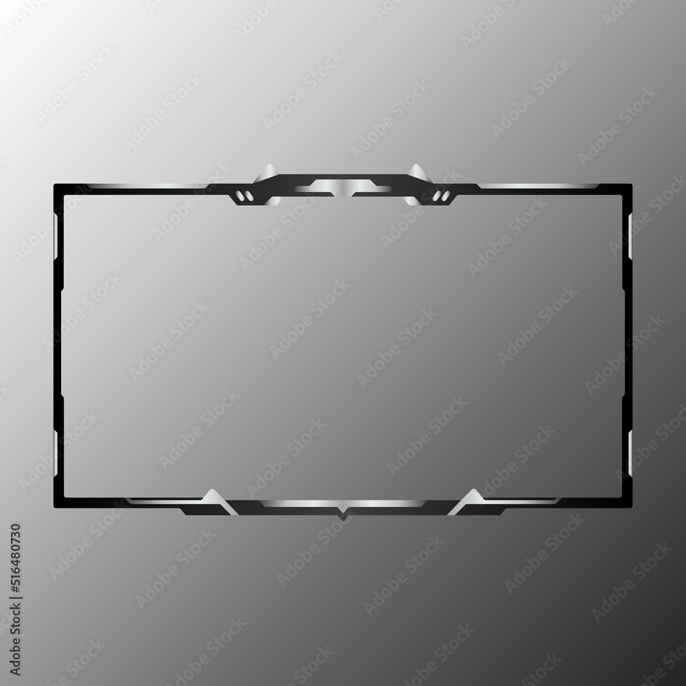 Metallic game ui video border frame. Live streaming overlay webcam ...