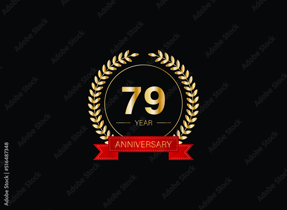 79th anniversary celebration with gold glitter color and white ...