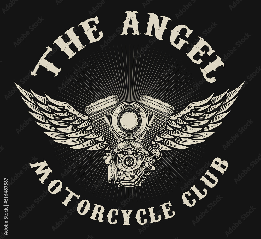 vintage motorcycle Club illustration logo Stock Vector | Adobe Stock