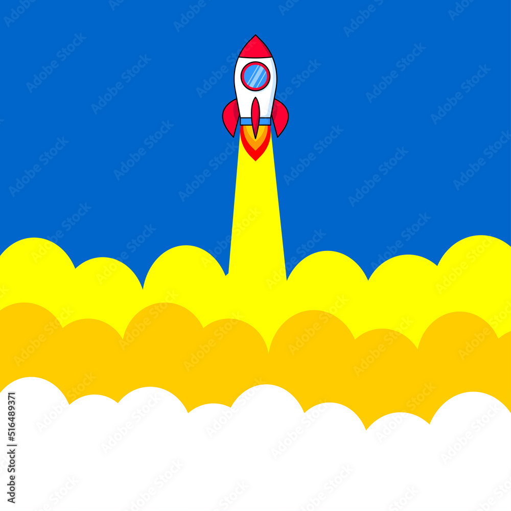 Cartoon image of a rocket taking off. Vector illustration Stock Vector ...