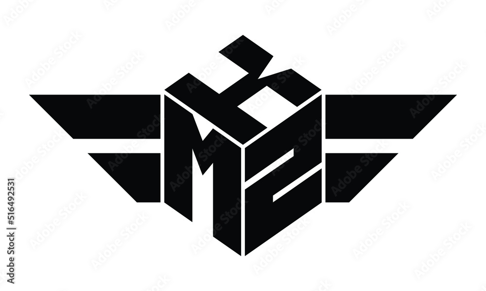 KMZ three letter gaming logo in polygon cube shape logo design vector ...