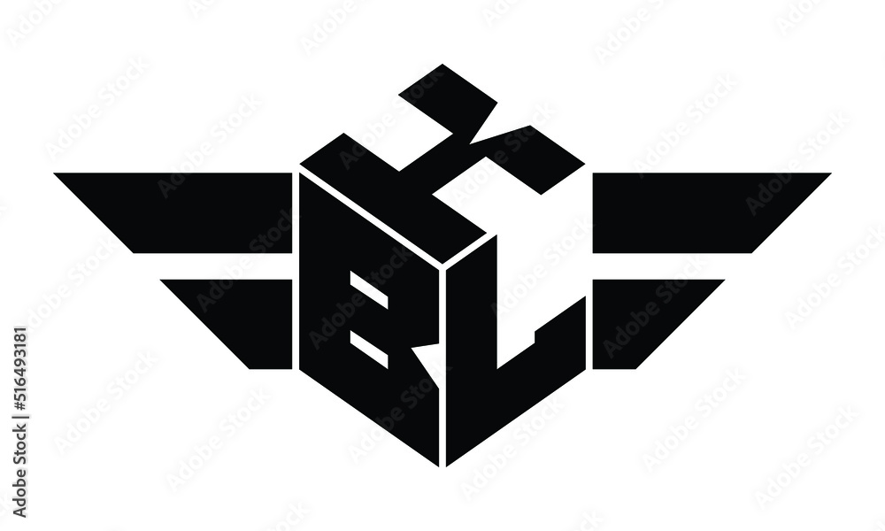 KBL three letter gaming logo in polygon cube shape logo design vector ...