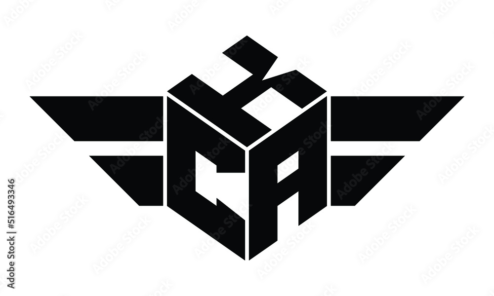 KCA three letter gaming logo in polygon cube shape logo design vector ...