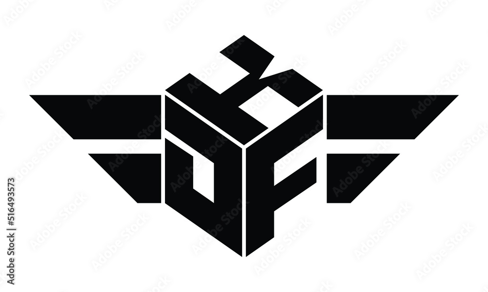 KDF three letter gaming logo in polygon cube shape logo design vector ...