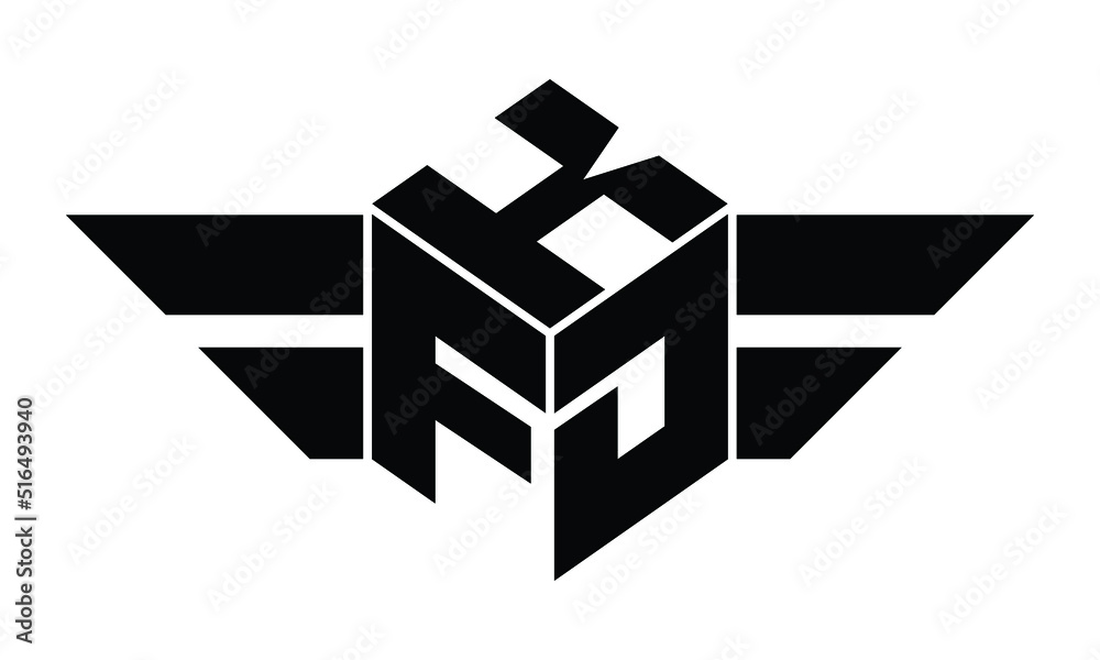 KFD three letter gaming logo in polygon cube shape logo design vector ...