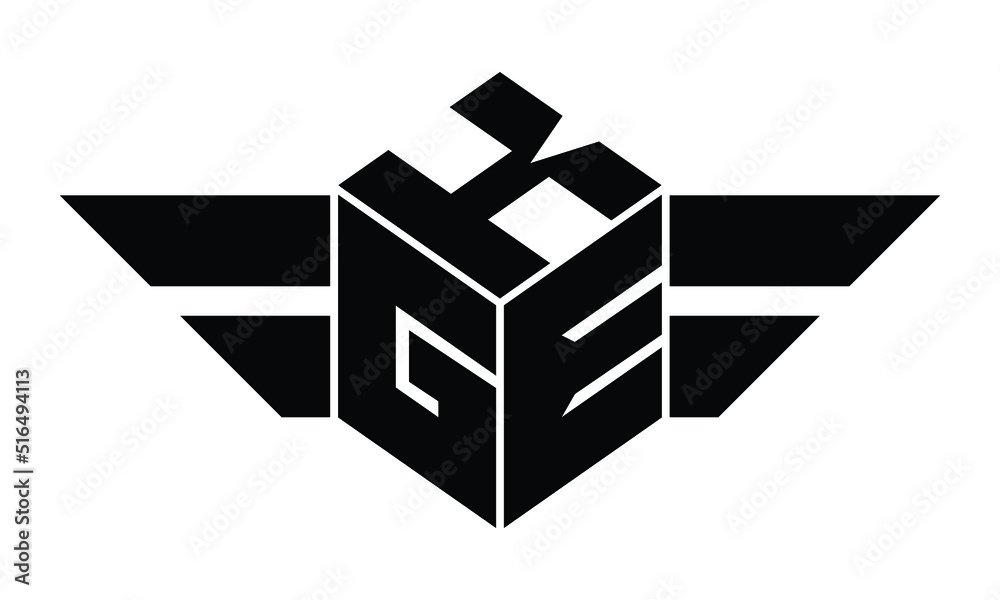 KGE three letter gaming logo in polygon cube shape logo design vector ...