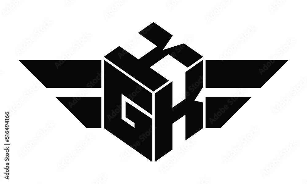KGK three letter gaming logo in polygon cube shape logo design vector ...