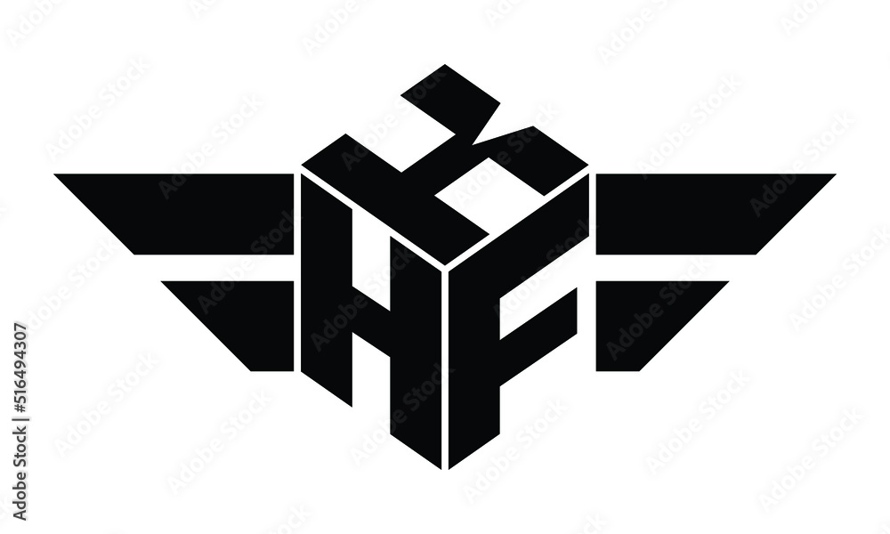 KHF three letter gaming logo in polygon cube shape logo design vector ...