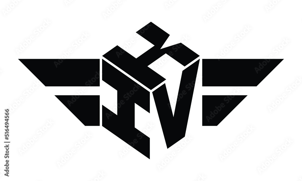 KIV three letter gaming logo in polygon cube shape logo design vector ...