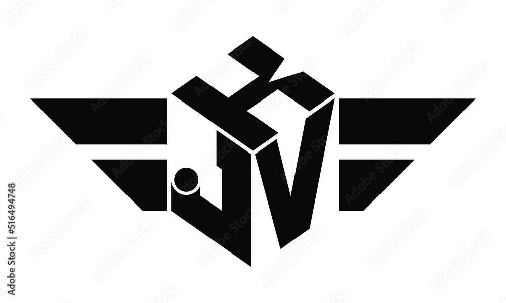 KJV three letter gaming logo in polygon cube shape logo design vector ...