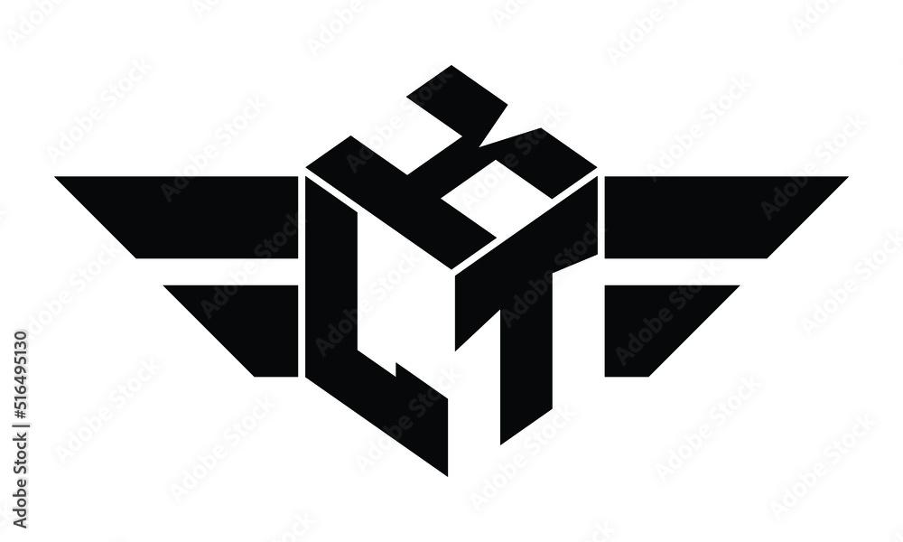 KLT three letter gaming logo in polygon cube shape logo design vector ...