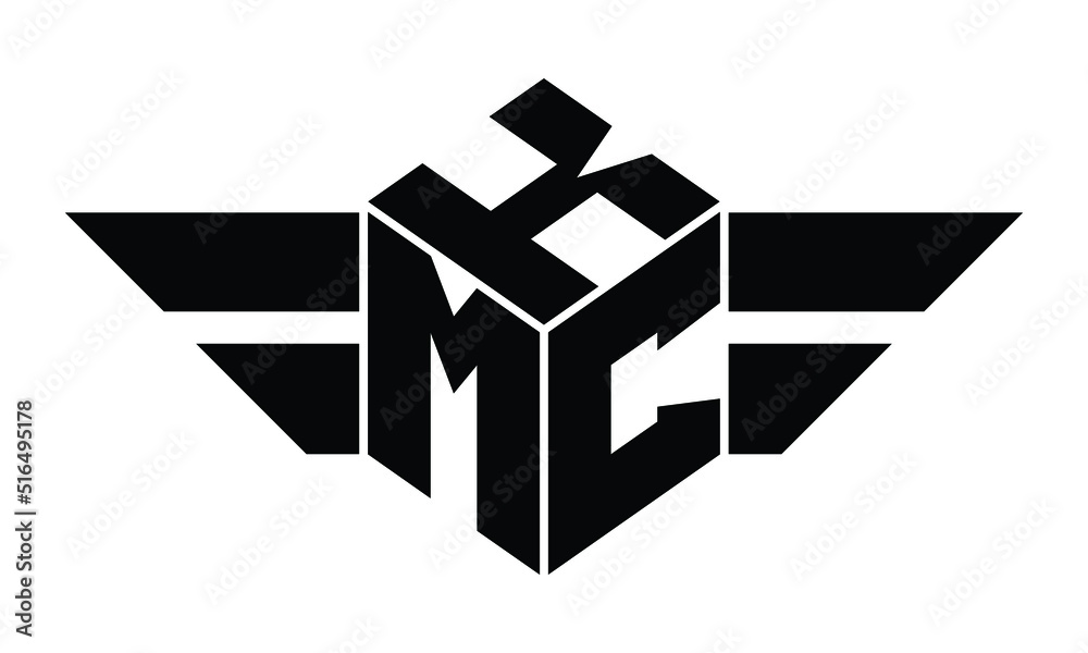 KMC three letter gaming logo in polygon cube shape logo design vector ...