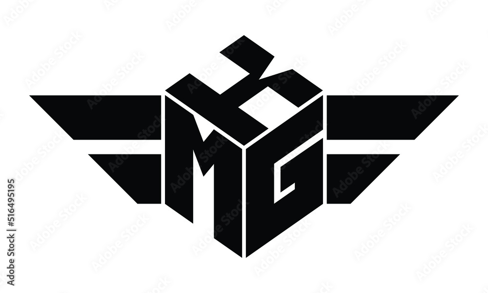 KMG three letter gaming logo in polygon cube shape logo design vector ...