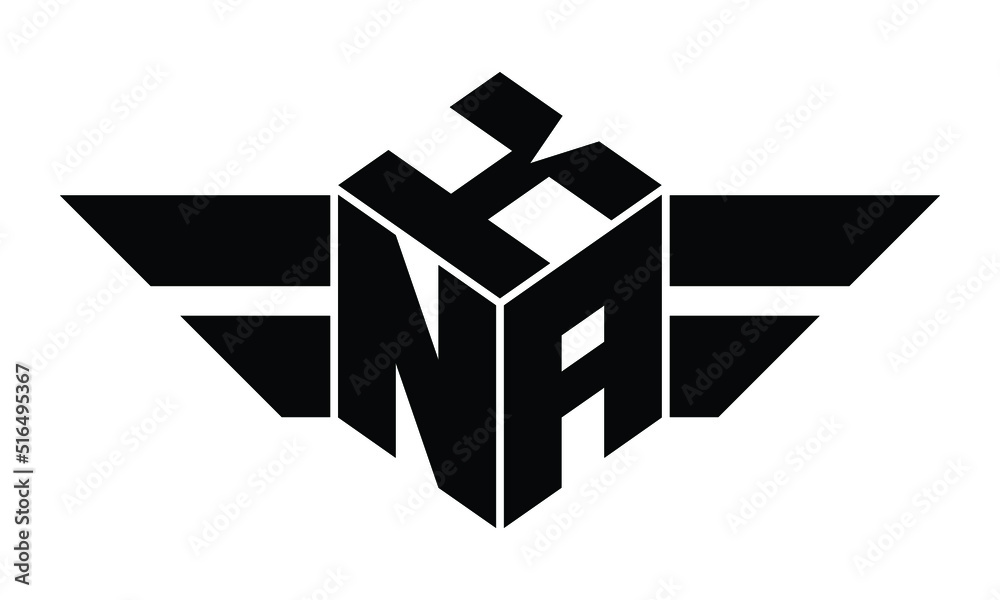 KNA three letter gaming logo in polygon cube shape logo design vector ...