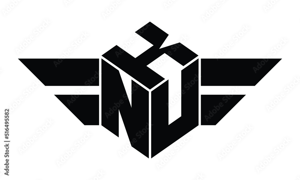 KNU three letter gaming logo in polygon cube shape logo design vector ...