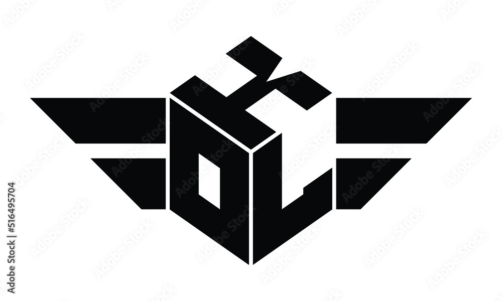 KOL three letter gaming logo in polygon cube shape logo design vector ...